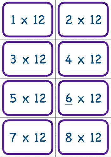 12 Times Tables Flashcards Teaching Resources