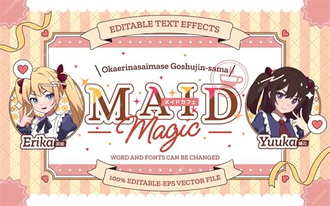 Premium Vector Japanese Anime Vtuber Maid Colorful Text Effects