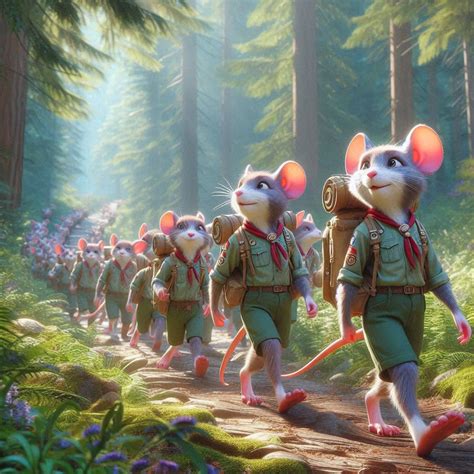 Mouse Scouts Marching Down A Hiking Trail 2 By Aiartparade On Deviantart