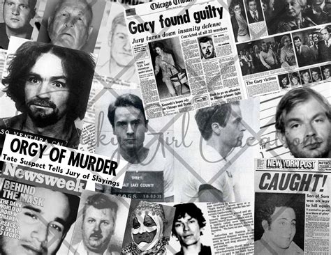 True Crime Serial Killer Newspaper Clipping Files In Landscape Etsy