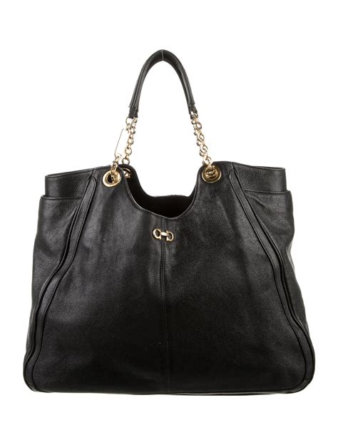Salvatore Ferragamo Leather Tote Bag Black Totes Handbags