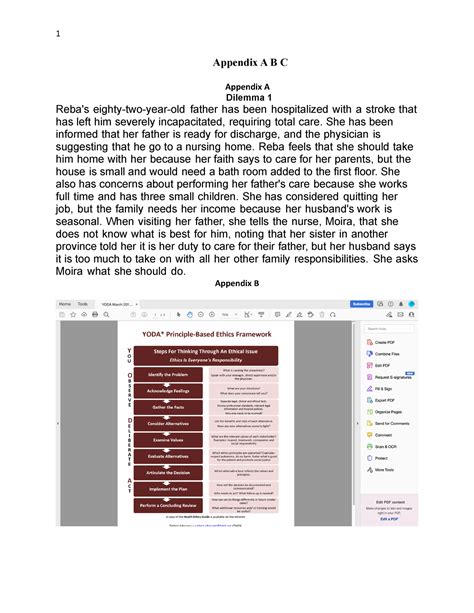 Appendix A B C Ethics Appendix A B C Appendix A Dilemma 1 Rebas Eighty Two Year Old Father