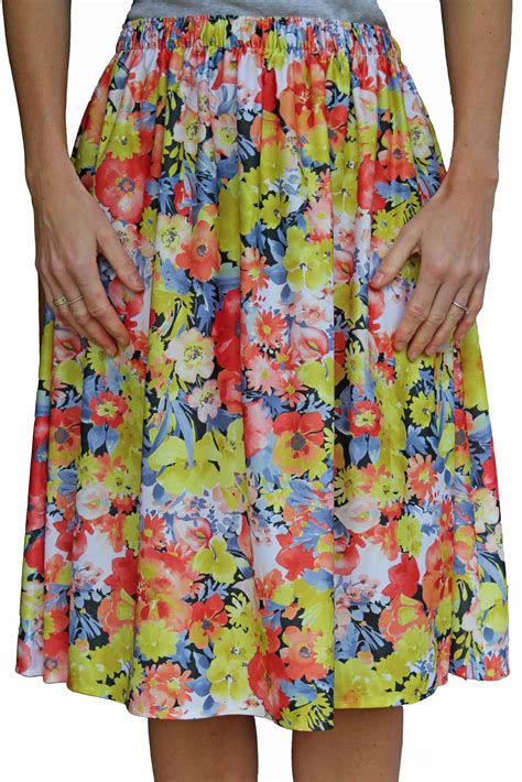 Ladies Elasticated Waist Skirt In Spring Floral Design 0324 Fully