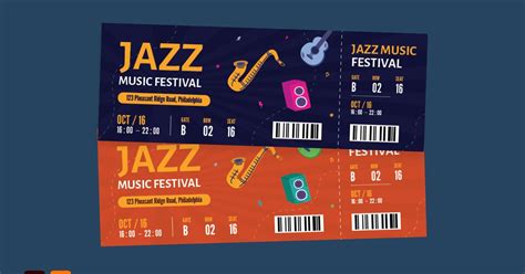 Jazz Music Festival Ticket Print Templates Ft Jazz And Festival