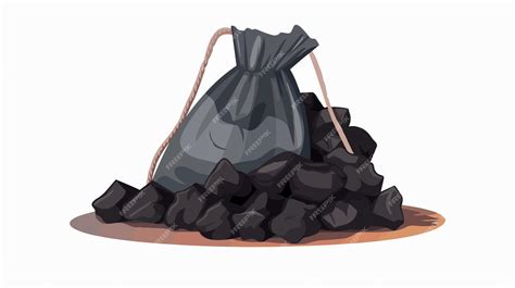 Premium Vector A Cartoon Drawing Of A Bag Of Coal