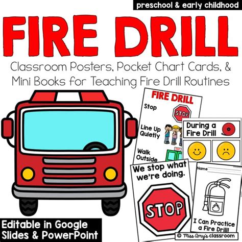 Fire Drill Routine And Rules Sign Posters Social Story Activity Editable