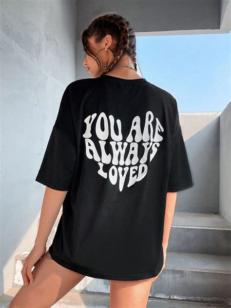 Slogan Graphic Drop Shoulder Tee Shirt Design Inspiration Tee Shirt