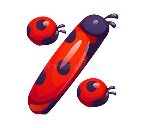 Ladybug Insect Cartoon Font Percent Symbol Stock Vector Illustration