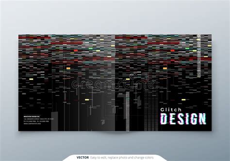 Trendy Glitch Cover Design Template For Sqaure Brochure Modern Glitch
