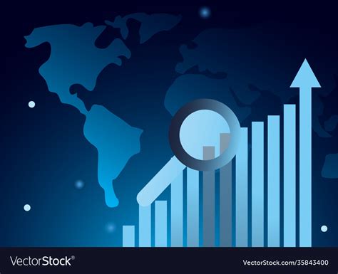 Bars Chart Lupe And Map Gradient Style Icon Vector Image