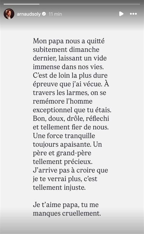 Arnaud Soly En Deuil De Son Père 7 Jours