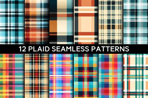 12 Vibrant Plaid Seamless Patterns Graphic By Nic Means Business