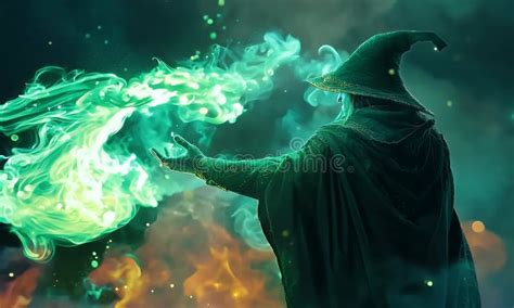 Wizard Casting A Spell With Luminous Swirling Green Smoke Stock Footage Video Of Swirling