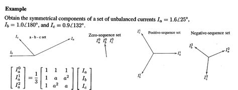 Example Obtain The Symmetrical Components Of A Set Of Unbalanced Currents Ia 16∠25∘ Ib 1
