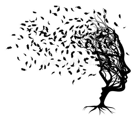 Optical Illusion Tree Man Woman Couple Faces Stock Vector