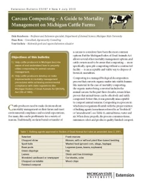Carcass Composting A Guide To Mortality Management On Michigan Cattle