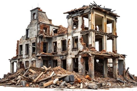 Edificio Destruido Aislado En Fondo Blanco Stock De Ilustración