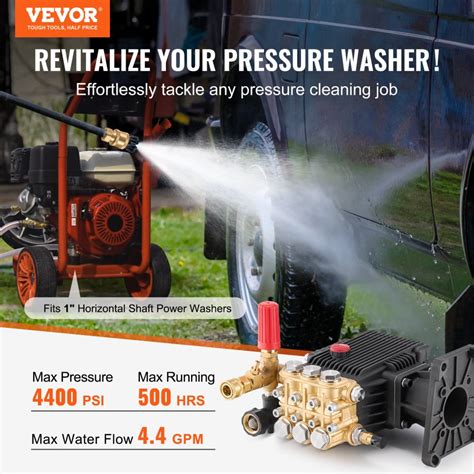 Vevor Pressure Washer Pump 1 Shaft Horizontal Triplex Plunger 4400 Psi