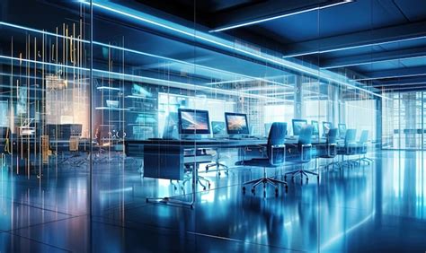 Premium Ai Image A Computer Lab With Computers Inside A Glass Divider