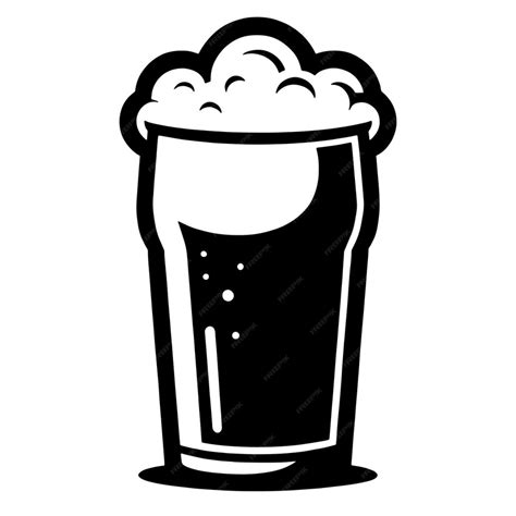 Premium Vector Black And White Beer Pint Glass Vector