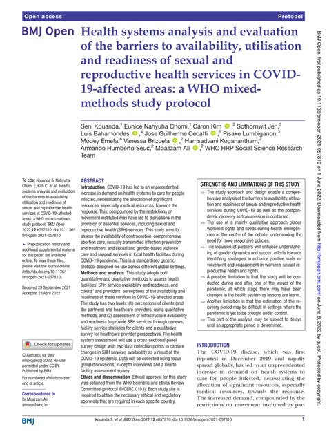 Pdf Health Systems Analysis And Evaluation Of The Barriers To