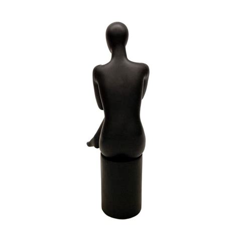 Seated Female Mannequin With Stool Matte Black Subastral