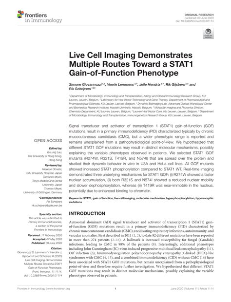 Pdf Live Cell Imaging Demonstrates Multiple Routes Toward A Stat1