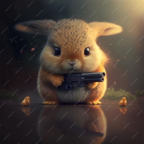 Premium Photo A Bunny Holding A Gun In His Hand Is Holding A Gun