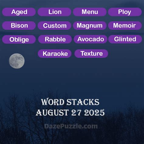 Word Stacks August 27 2025 Daily Puzzle Answer