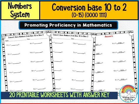Conversion Base 10 To 2 015 Number System Worksheets Decimal To