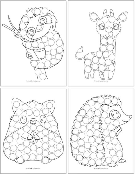 9 Free Cute Animal Dot Marker Coloring Pages