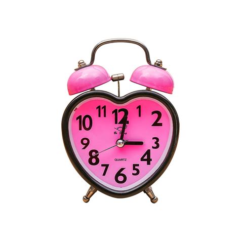 Heart Shape Double Bell Alarm Clock No Ticking Twi Grandado