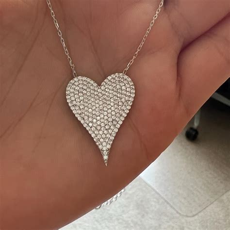 Heart Diamond Pave Necklace Small Heart Love Pendant For Mom Etsy