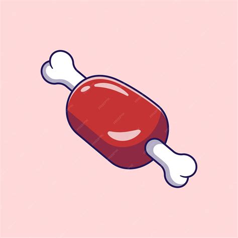 Premium Vector A Chunk Raw Meat With Bones Illustration Isolated