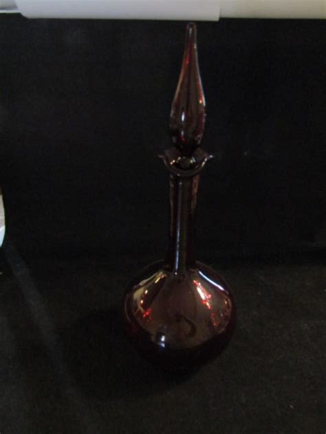 Ruby Red Art Glass Bottle With Stopper 181