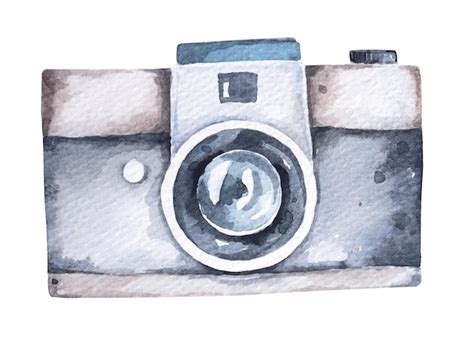 Vintage Kamera Mit Aquarell Schwarze Filmkamera Premium Vektor