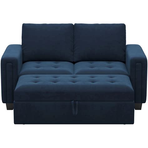 Buy Miro 2 Seater Pull Out Cum Bed Velvet Sofa Indigo Blue Febonic