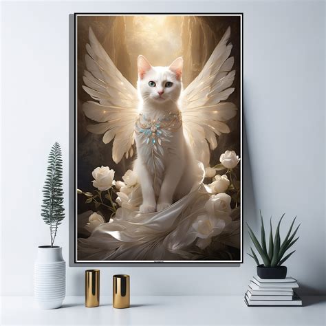 Celestial Companion Angel Cat Digital Art Print Bundle Christmas T