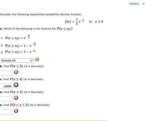 Solved Consider The Following Exponential Probability