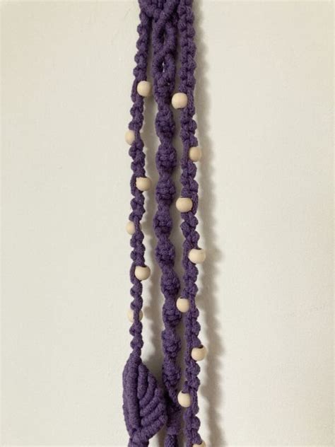 Handmade Beaded Macrame Hanging Decoration In Purple