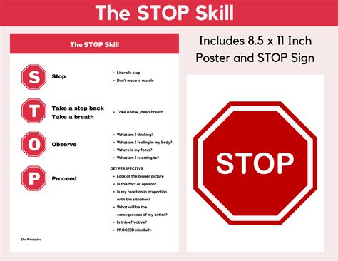 Stop Skill Poster Coping Skill Etsy