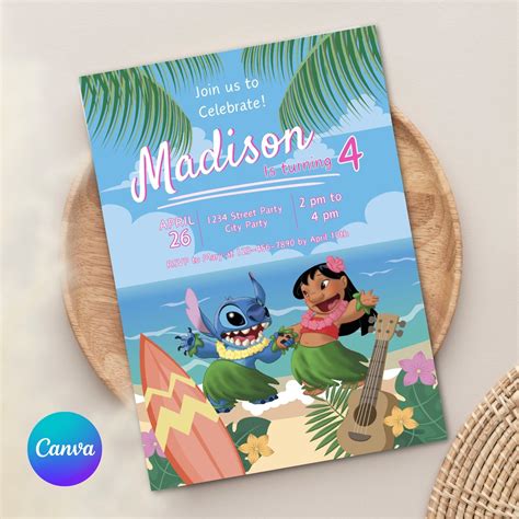 Editable Lilo And Stitch Invitation Stitch Birthday Invitation