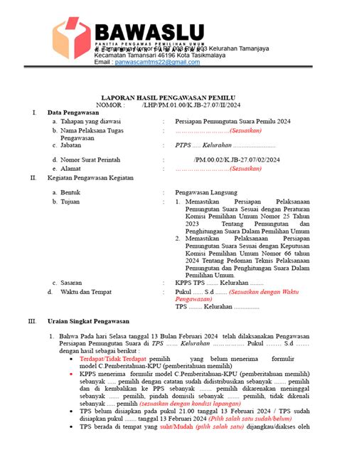 Contoh Lhp Persiapan Pemungutan Pdf