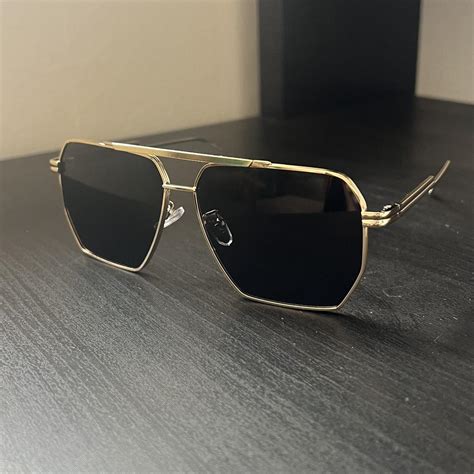 Sunglasses Gold Frame Black Lenses Brand Depop