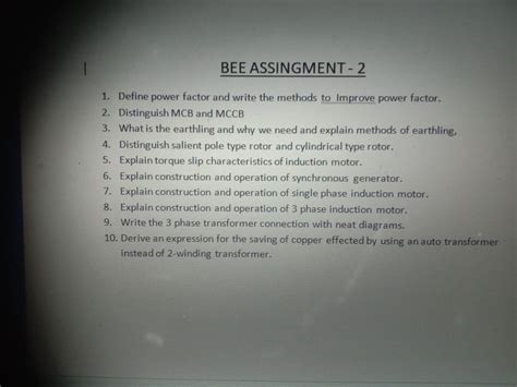 Bee Assignment 2 Define Power Factor And Write The Methods To Improve