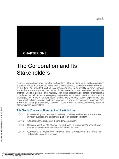 Corporation And Stakeholders Page 2 Lo 1 Lo 1 Lo 1 Lo 1 Chapter