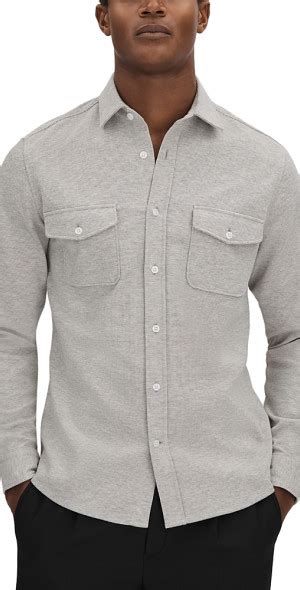 Reiss Raglan Long Sleeve Jersey Textured Shirt