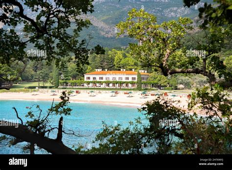 Beautiful Tree Lined Pathways Running North From Sveti Stefan Island