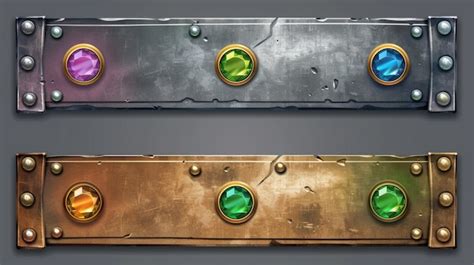 Premium Photo A Medieval Bronze Game Button A Fantasy Interface Title Isolated On A Metal