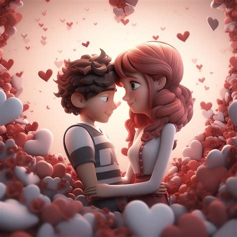3d Rendered Cute And Seductive Couple Sharing Love Premium Ai